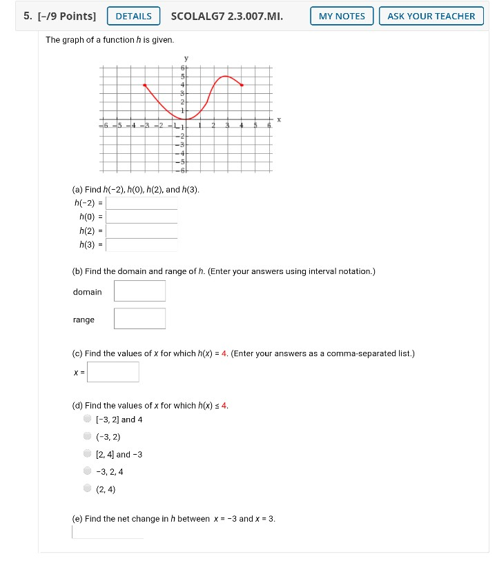 Solved 6. (-/10 Points] DETAILS SCOLALG7 2.3.008.MI. MY | Chegg.com