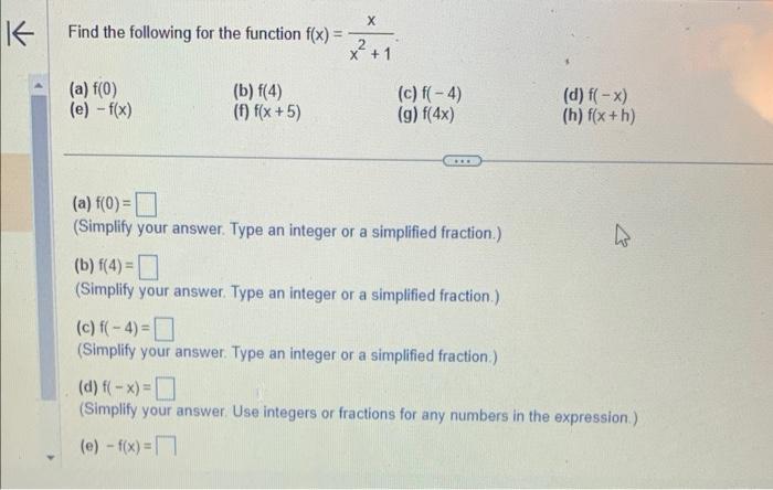 Solved Find the following for the function f(x)=x2+1x (a) | Chegg.com