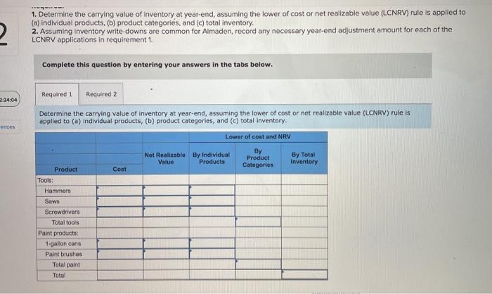 Solved 2 Problem 9-2 (Algo) Lower of cost or net realizable | Chegg.com Solved 2 Problem 9-2 (Algo) Lower of cost or net realizable | Chegg.com