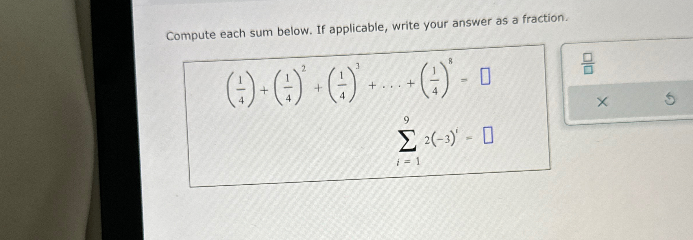 Solved Compute each sum below. If applicable, write your | Chegg.com