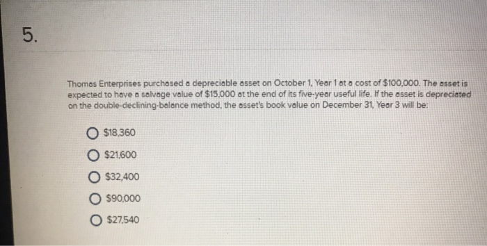 Solved Thomas Enterprises purchased a depreciable asset on | Chegg.com