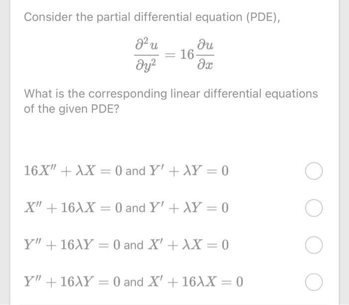 Solved Consider the partial differential equation (PDE), | Chegg.com