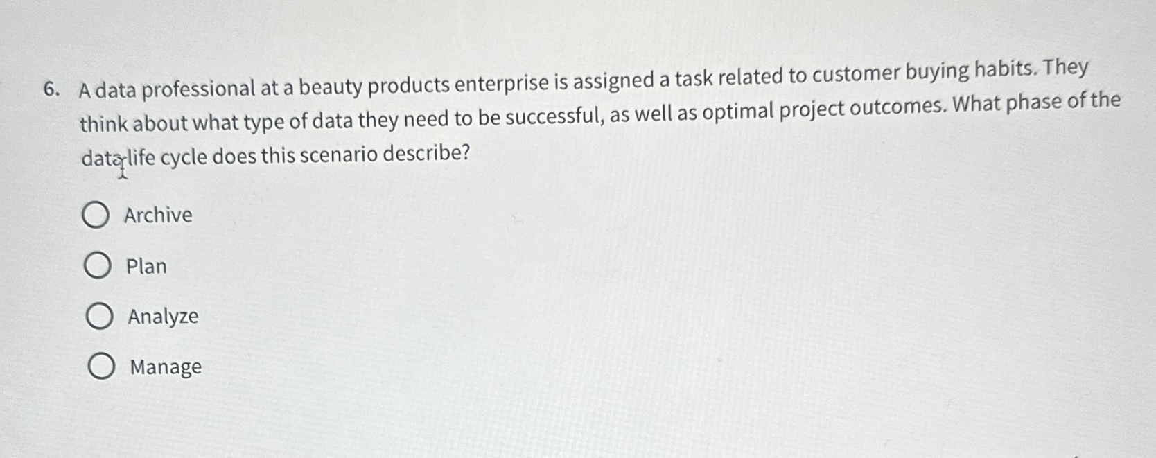 Solved A data professional at a beauty products enterprise | Chegg.com