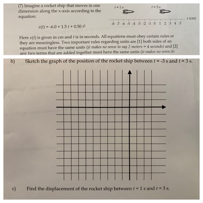 Solved t=1s t=3s (7) Imagine a rocket ship that moves in one | Chegg.com