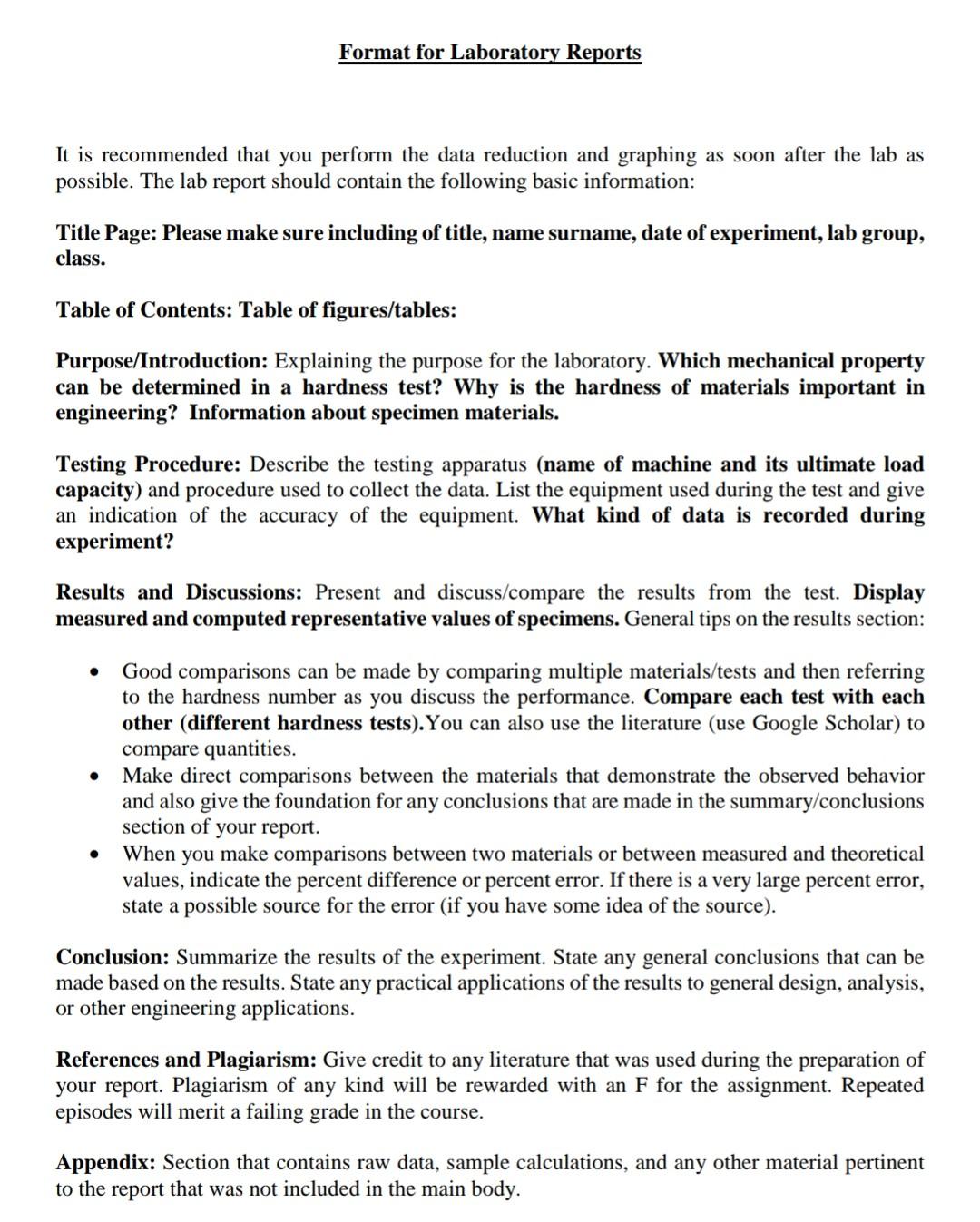 Solved Format for Laboratory Reports It is recommended that | Chegg.com