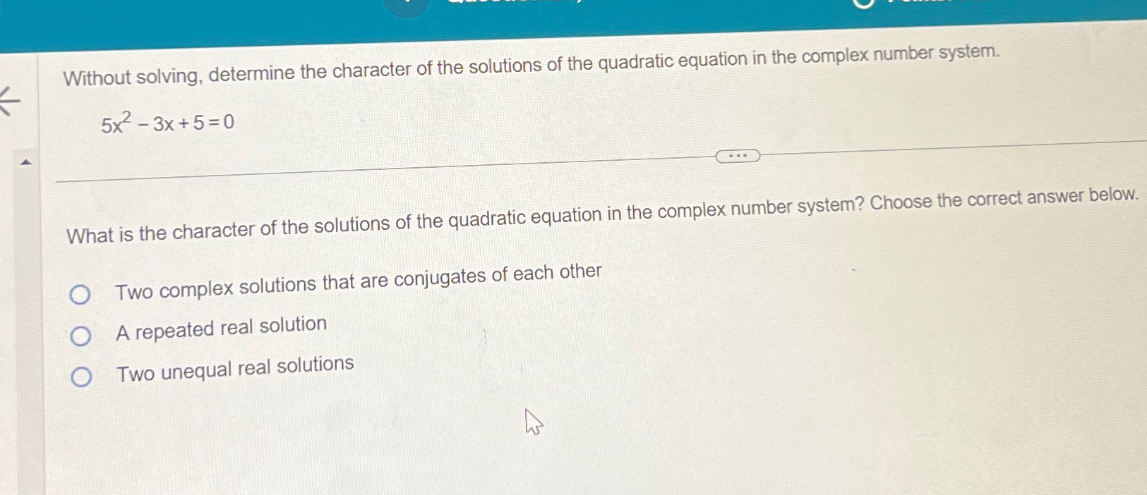 Solved Without solving, determine the character of the | Chegg.com