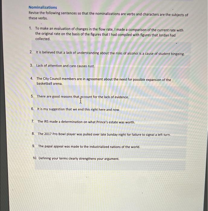 Revise the following sentences so that the | Chegg.com