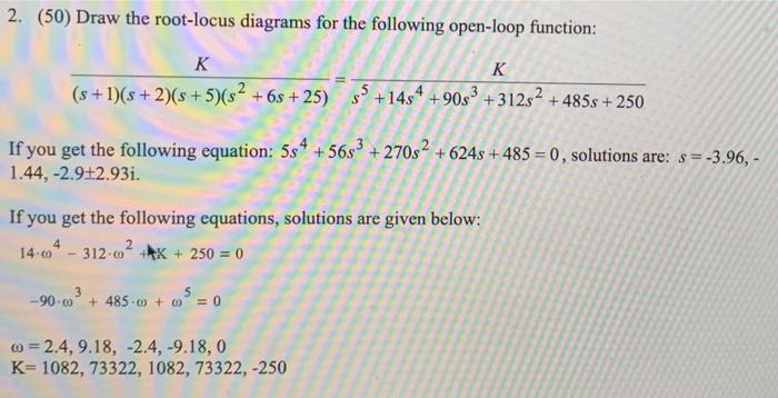 Solved 2. (50) Draw the root-locus diagrams for the | Chegg.com
