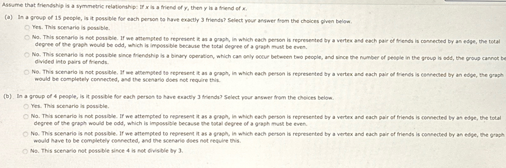 Solved Assume that friendship is a symmetric relationship: | Chegg.com