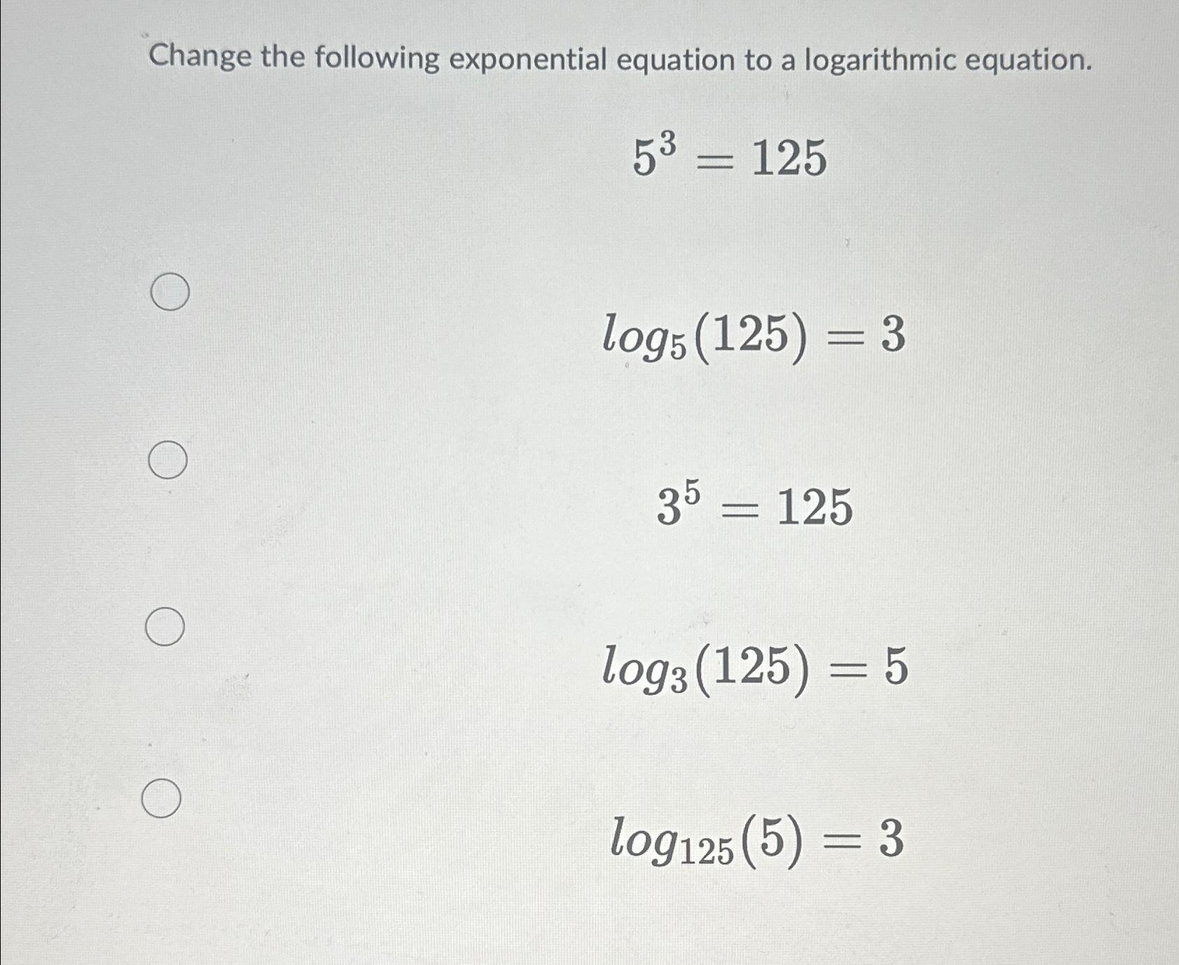 Solved Change the following exponential equation to a | Chegg.com