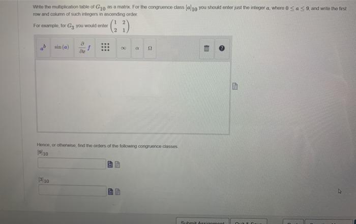 Solved Write the multiplication table of G10 as a matrix. | Chegg.com