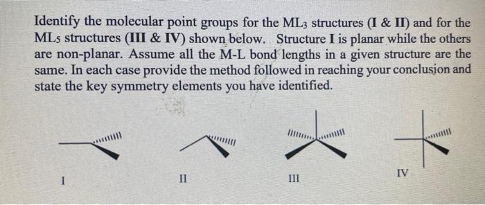Solved Identify the molecular point groups for the ML3 | Chegg.com