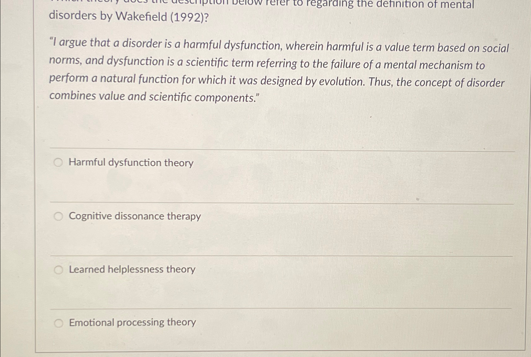 Solved disorders by Wakefield (1992)?"I argue that a | Chegg.com