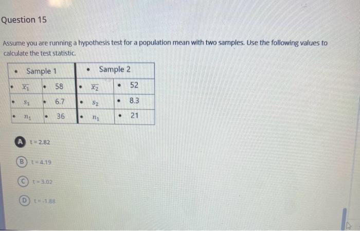 Solved Which of the following involve independent samples? | Chegg.com