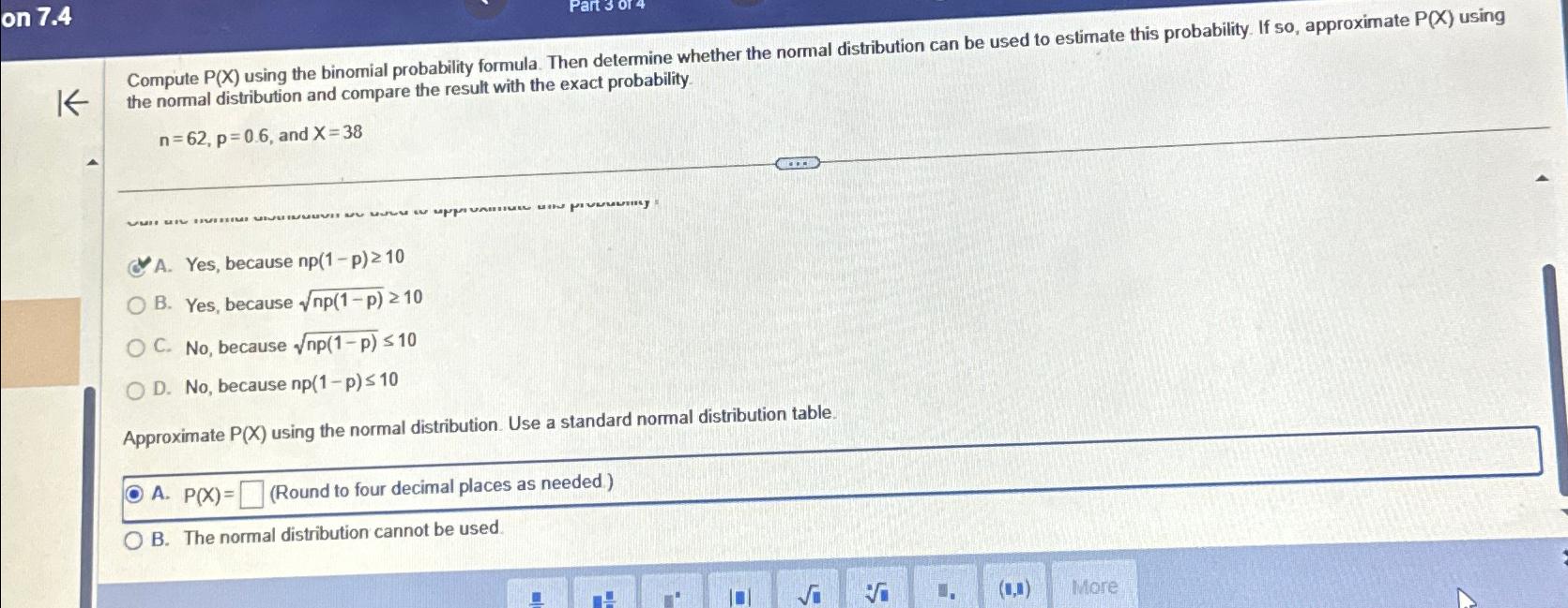 Solved on 7.4\\nCompute P(x) using the binomial probability | Chegg.com
