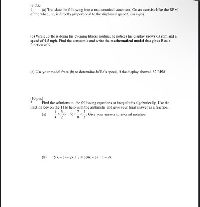 Solved [8 pts.] 1. (a) Translate the following into a | Chegg.com