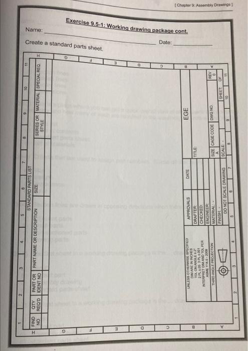 Exercise 9.5-1: Working drawing package Consider the | Chegg.com