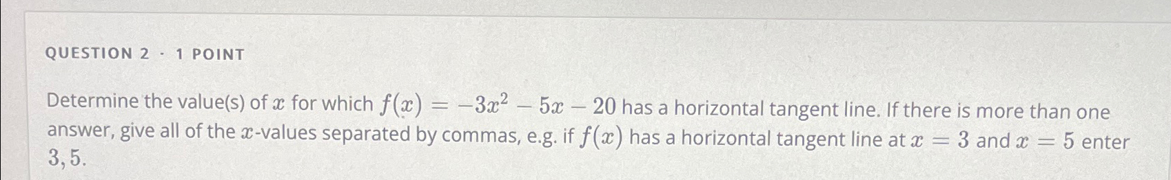 Solved QUESTION 2 - 1 ﻿POINTDetermine the value(s) ﻿of x | Chegg.com