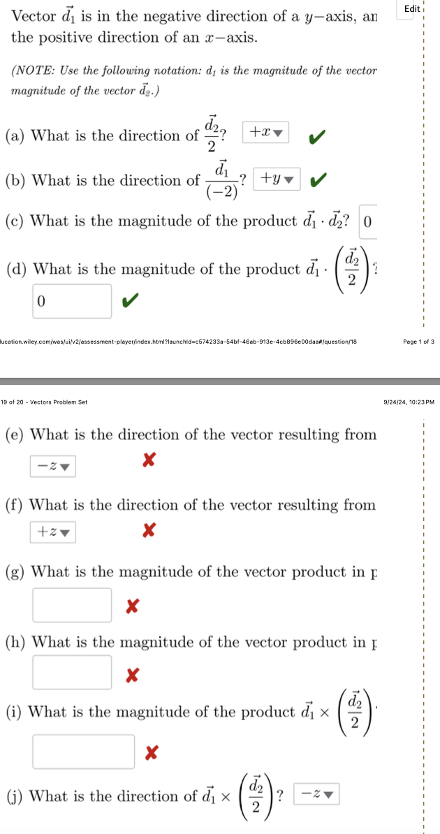 Solved Vector vec(d)1 ﻿is in the negative direction of a | Chegg.com