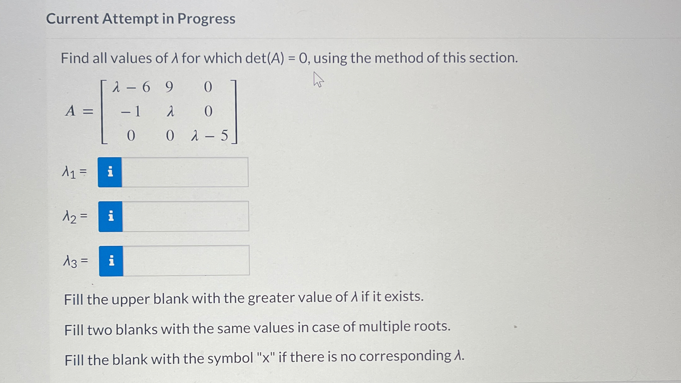 Solved Current Attempt in ProgressFind all values of λ ﻿for | Chegg.com