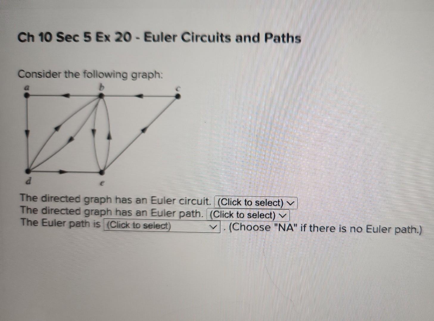 Solved Ch 10Sec5 Ex 20 - Euler Circuits and Paths Consider | Chegg.com