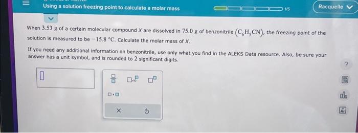 Solved ||| Using a solution freezing point to calculate a | Chegg.com
