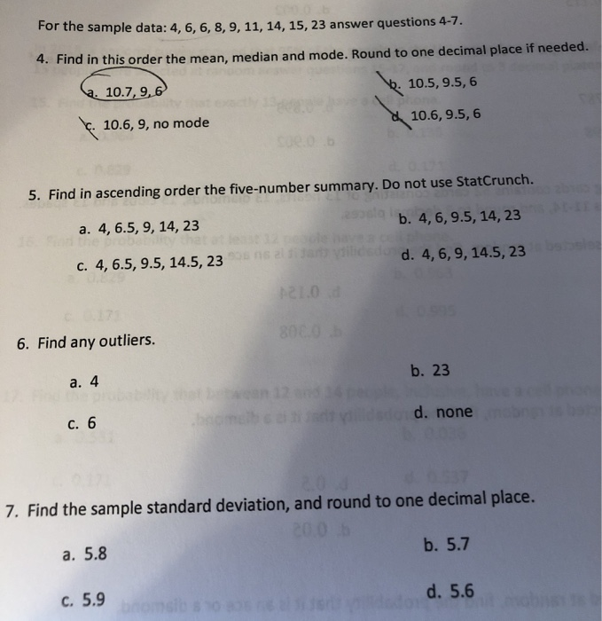 Solved 5. Find in ascending order the five-number summary. | Chegg.com