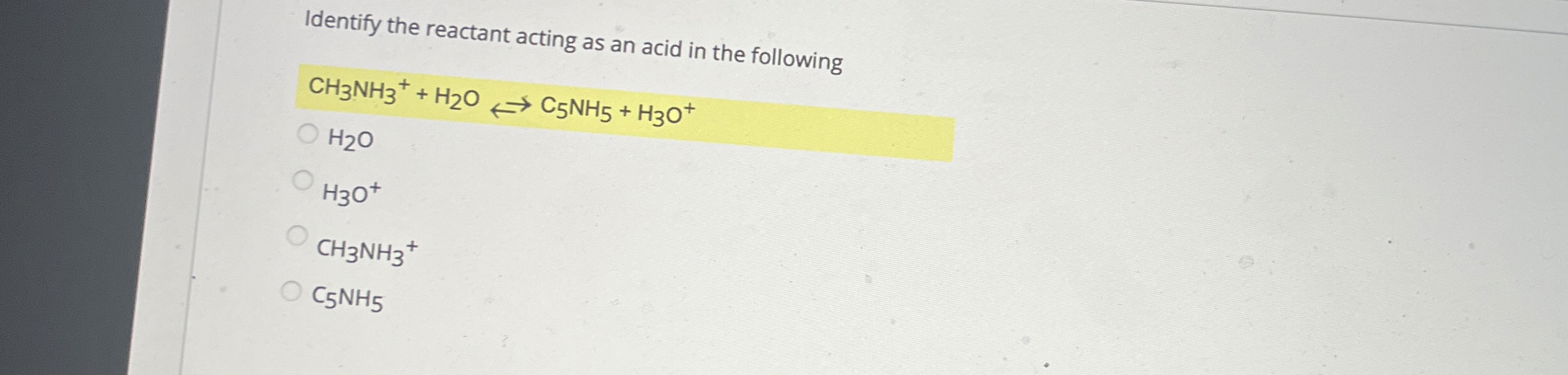 Solved Identify the reactant acting as an acid in the | Chegg.com
