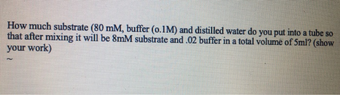 Solved How much substrate (80 mM, buffer (0.1M) and | Chegg.com
