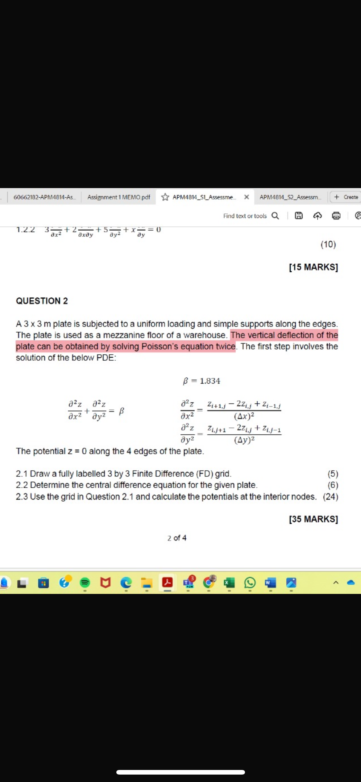Solved [15 ﻿MARKS]QUESTION 2A 3×3m ﻿plate is subjected to a | Chegg.com