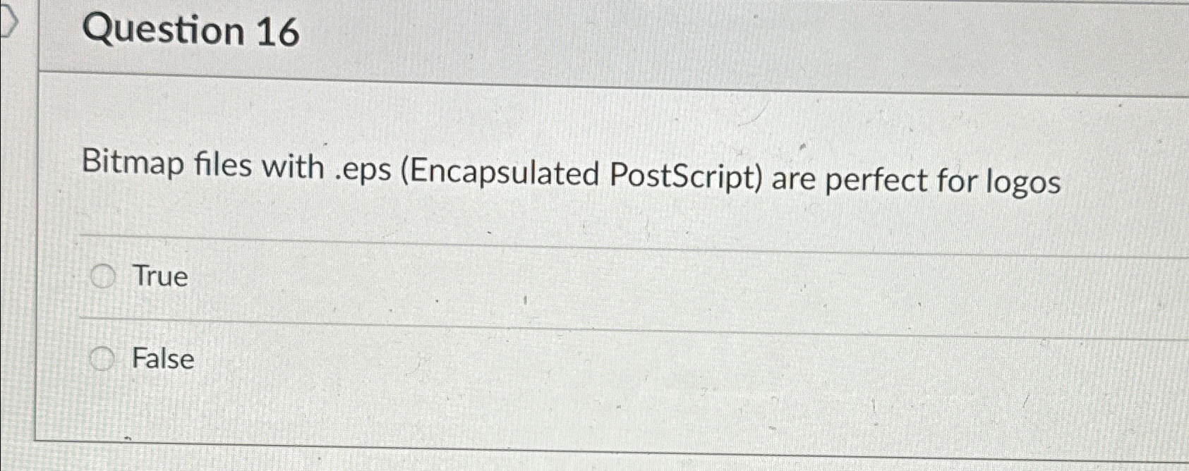 Solved Question 16Bitmap files with .eps (Encapsulated | Chegg.com