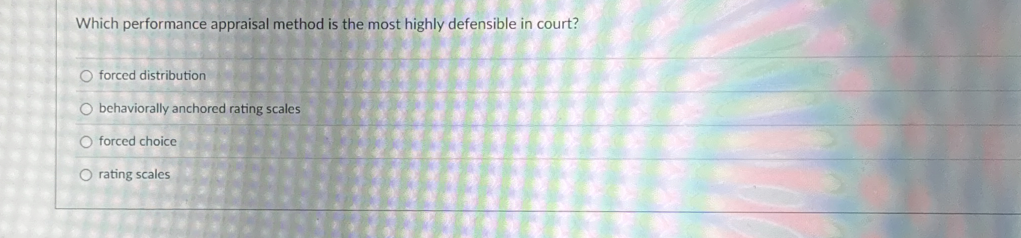 Solved Which performance appraisal method is the most highly | Chegg.com