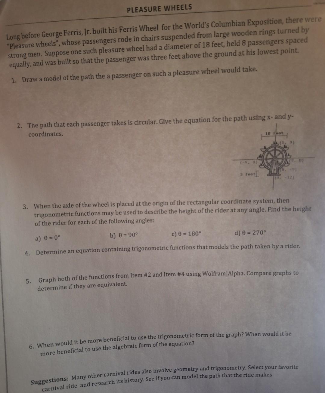 Solved Long before George Ferris, Jr. built his Ferris Wheel | Chegg.com