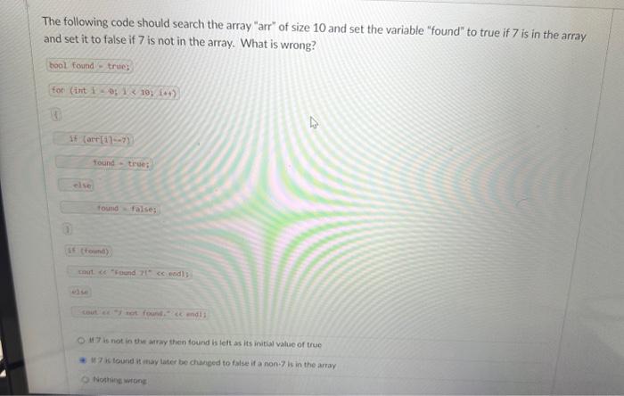 Solved The Following Code Should Search The Array Arr Of 