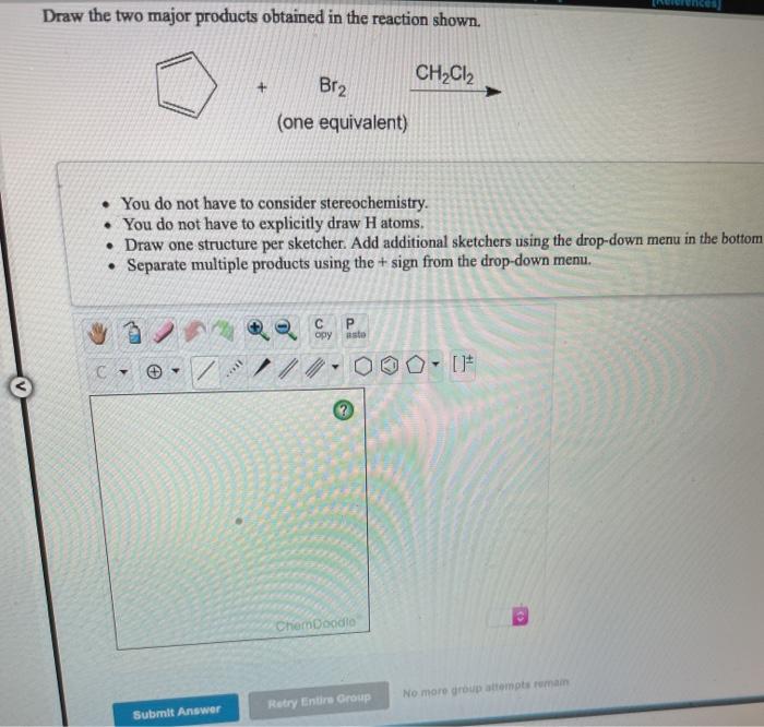 Solved Draw the two major products obtained in the reaction | Chegg.com