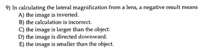 Solved In calculating the lateral magnification from a lens, | Chegg.com