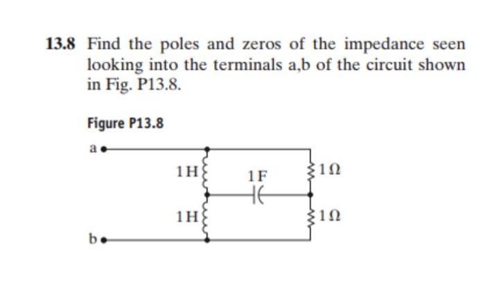 Solved 13.8 Find the poles and zeros of the impedance seen | Chegg.com