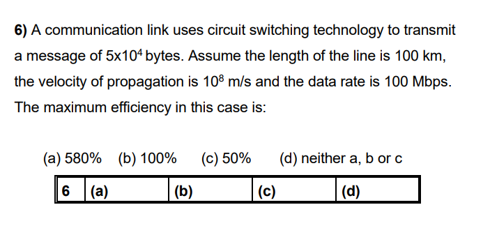 Solved A communication link uses circuit switching | Chegg.com