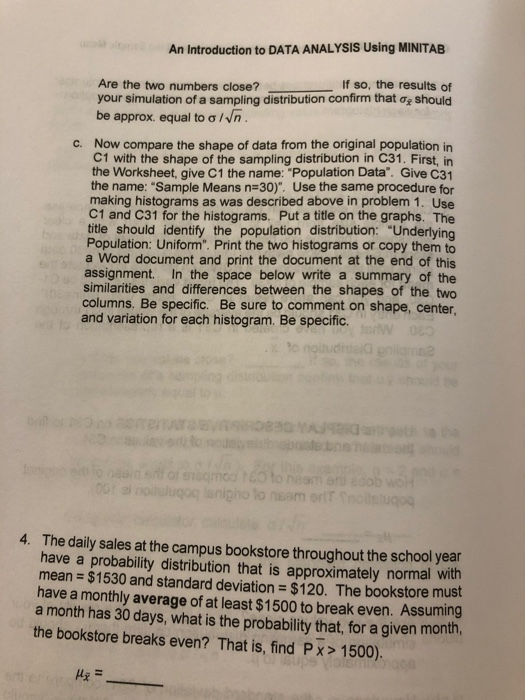 Solved An Introduction to DATA ANALYSIS Using MINITAB | Chegg.com