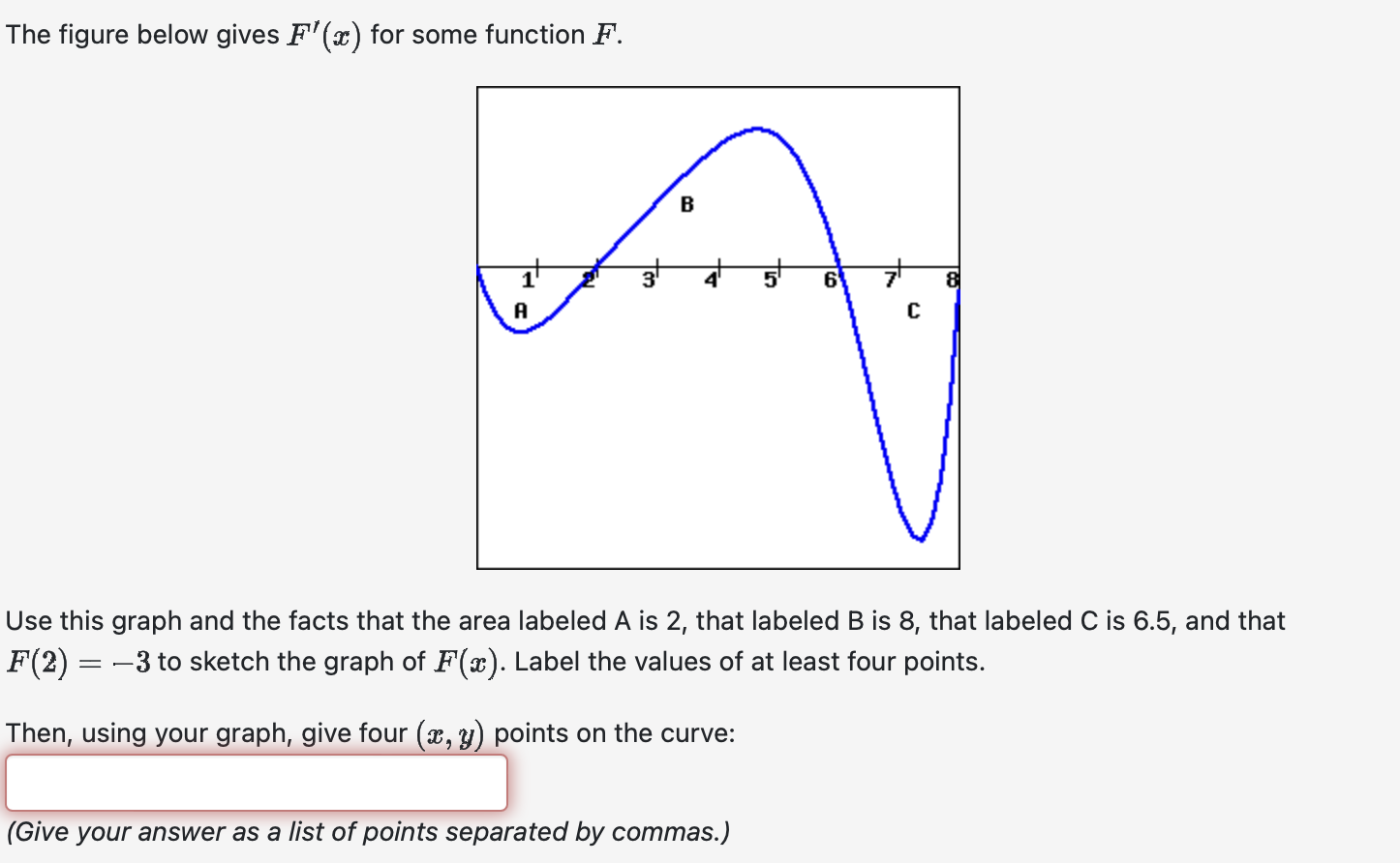 Solved The figure below gives F'(x) ﻿for some function F.Use | Chegg.com