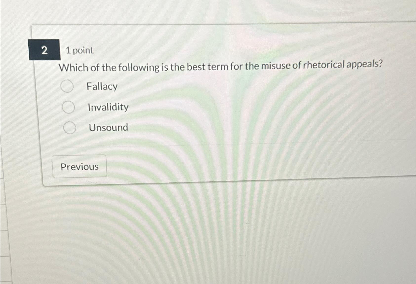Solved 21 ﻿pointWhich of the following is the best term for | Chegg.com