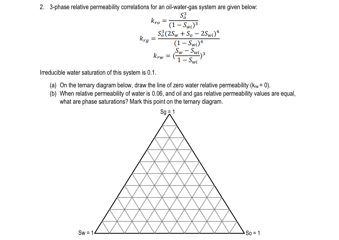 Solved 3-phase relative permeability correlations for an | Chegg.com