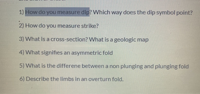 Solved 1) How do you measure dip? Which way does the dip | Chegg.com