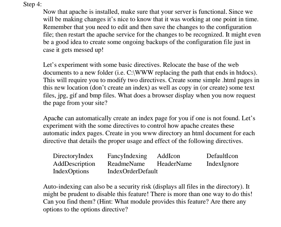 Solved tep 4:Now that apache is installed, make sure that | Chegg.com