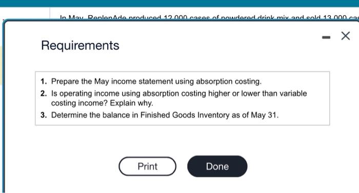 Solved Requirements 1. Prepare the May income statement | Chegg.com