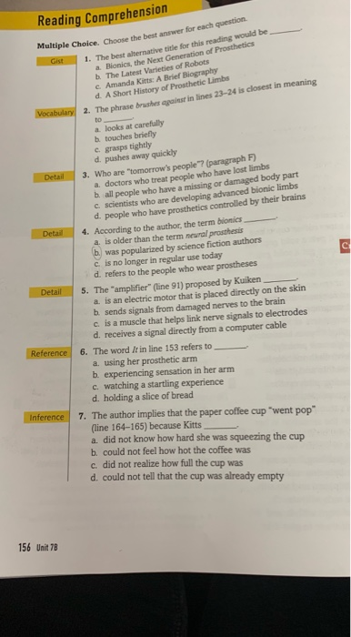 Reading Comprehension Gist Multiple Choice. Choose | Chegg.com