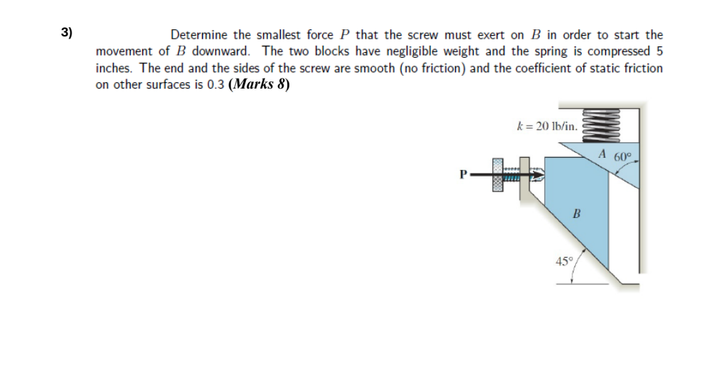 Solved Determine the smallest force P ﻿that the screw must | Chegg.com