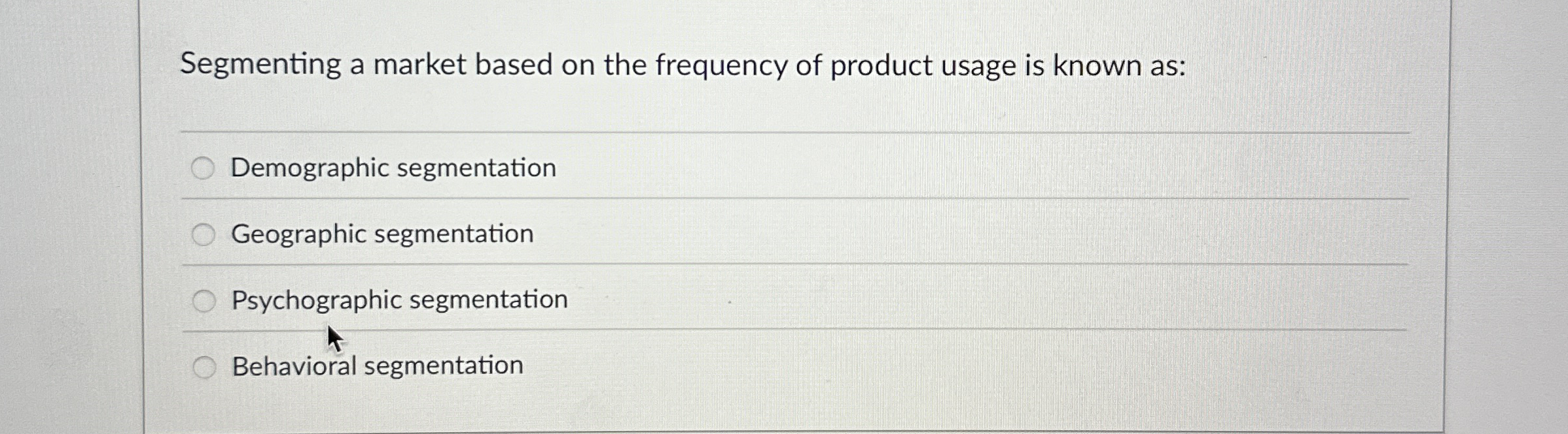 Solved Segmenting a market based on the frequency of product | Chegg.com