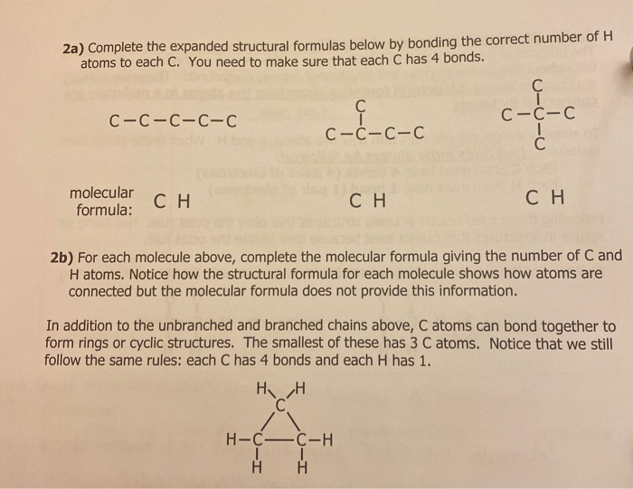 Solved 2a) Complete the expanded structural formulas below | Chegg.com