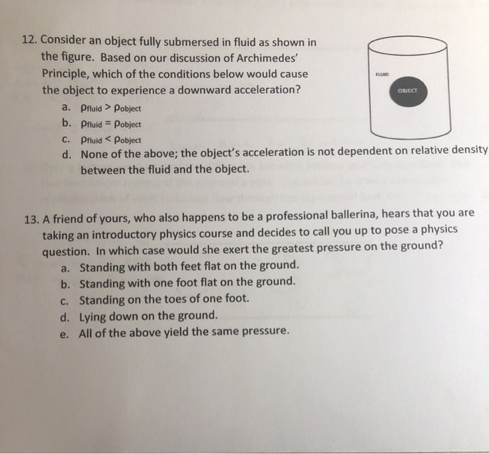 Solved OBJECT 12. Consider an object fully submersed in | Chegg.com